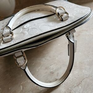 Coach | Bags | Coach Signature Cora Ivory Patent Leather Dome Satchel ...